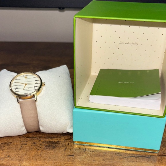 kate spade | Accessories | Kate Spade Gold And Tan Script Dial Watch ...